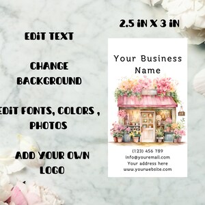 Editable Flower Care Card, Printable Florist Business Card, Flower Shop ...