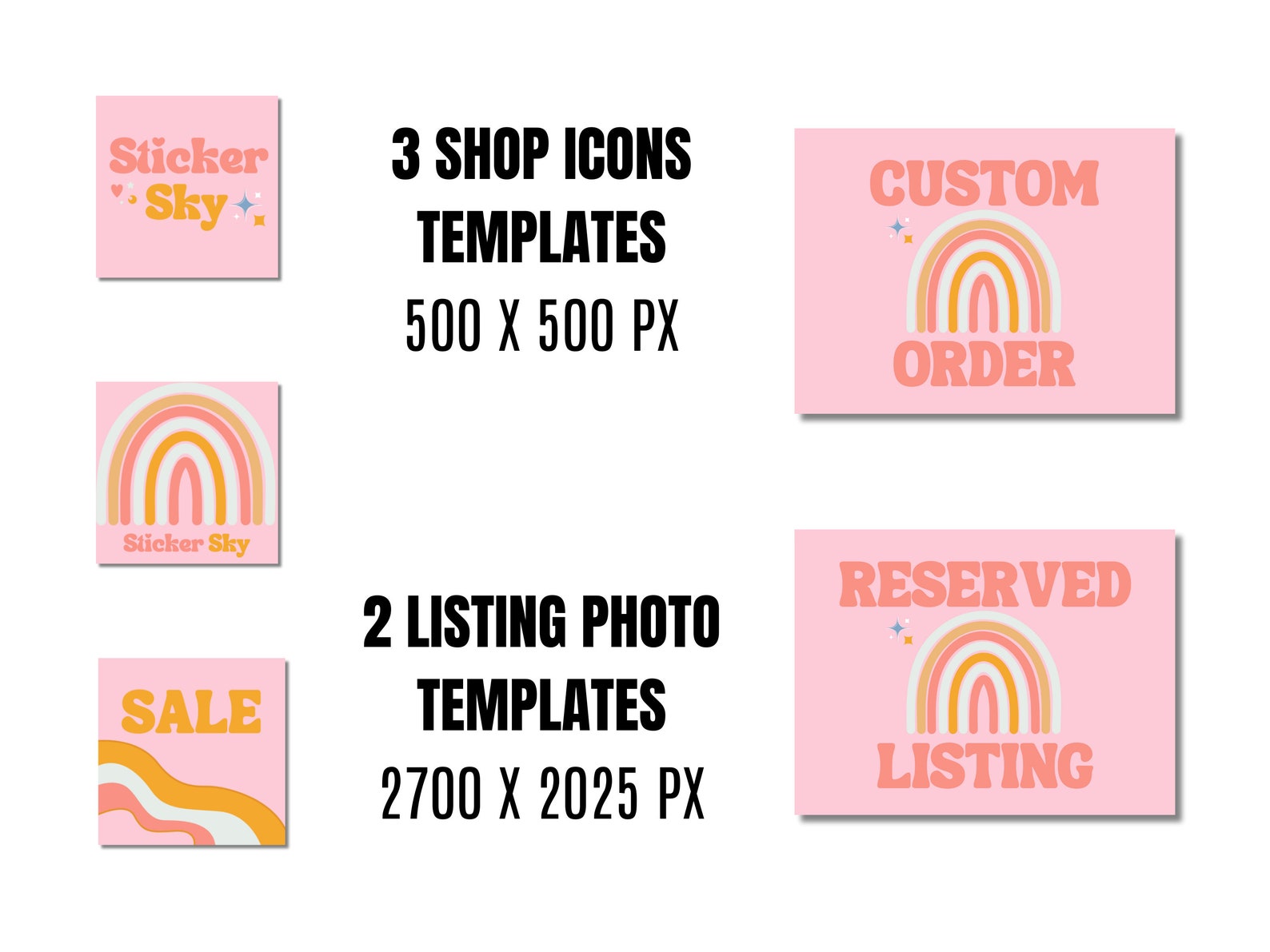 Rainbow Etsy Shop Banner Kit, Editable DIY Canva Template, Boho Etsy ...