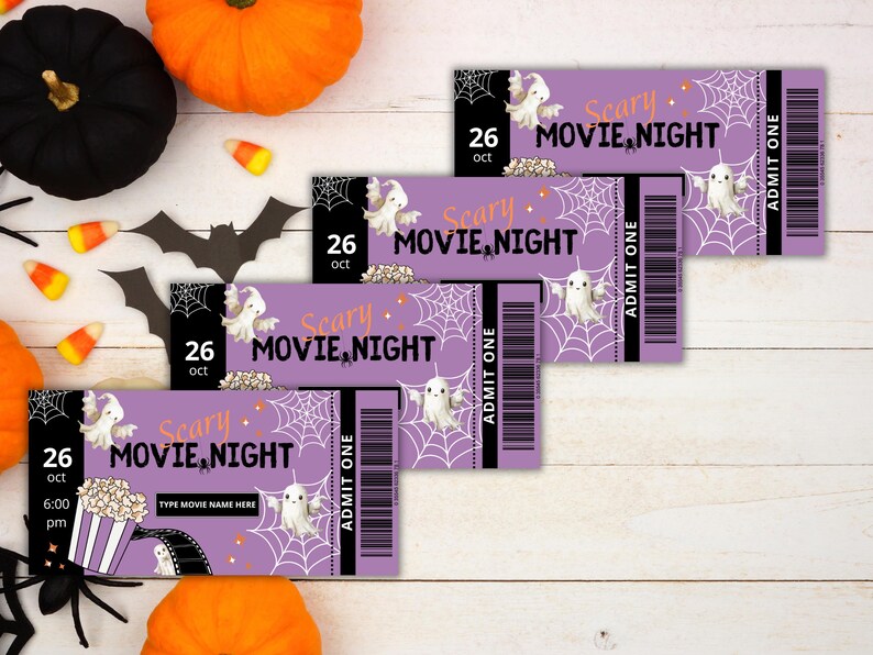 Editable Spooky Movie Night Invite Template, Printable Halloween Movie ...