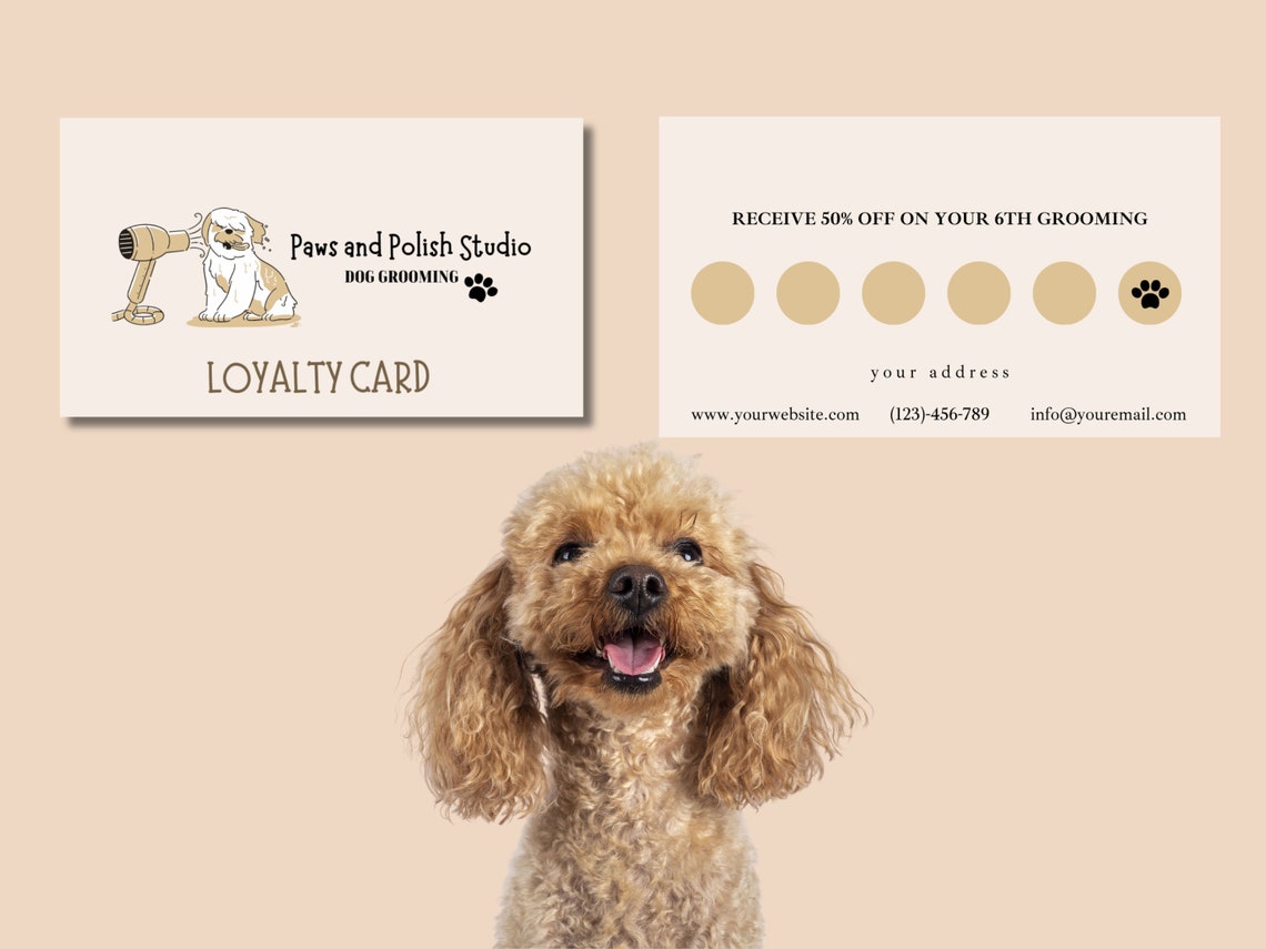Dog Grooming Loyalty Card, Editable Dog Grooming Reward Card - Etsy