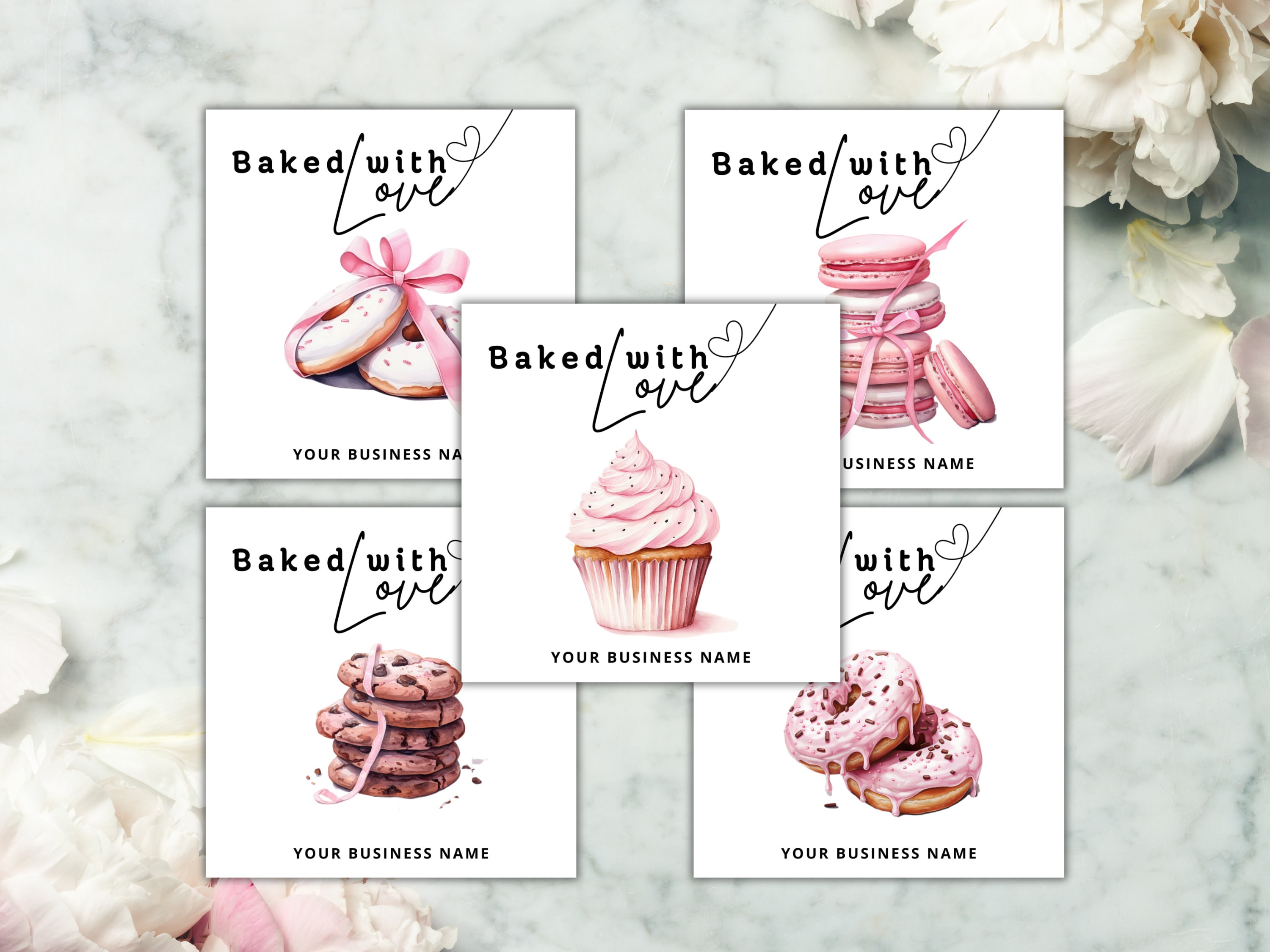 Bakery Business Thank You Card, Baked With Love Packaging Insert Card ...