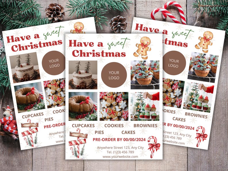 Editable Christmas Bakery Flyer, Baking Business, Bake Shop, Holiday ...