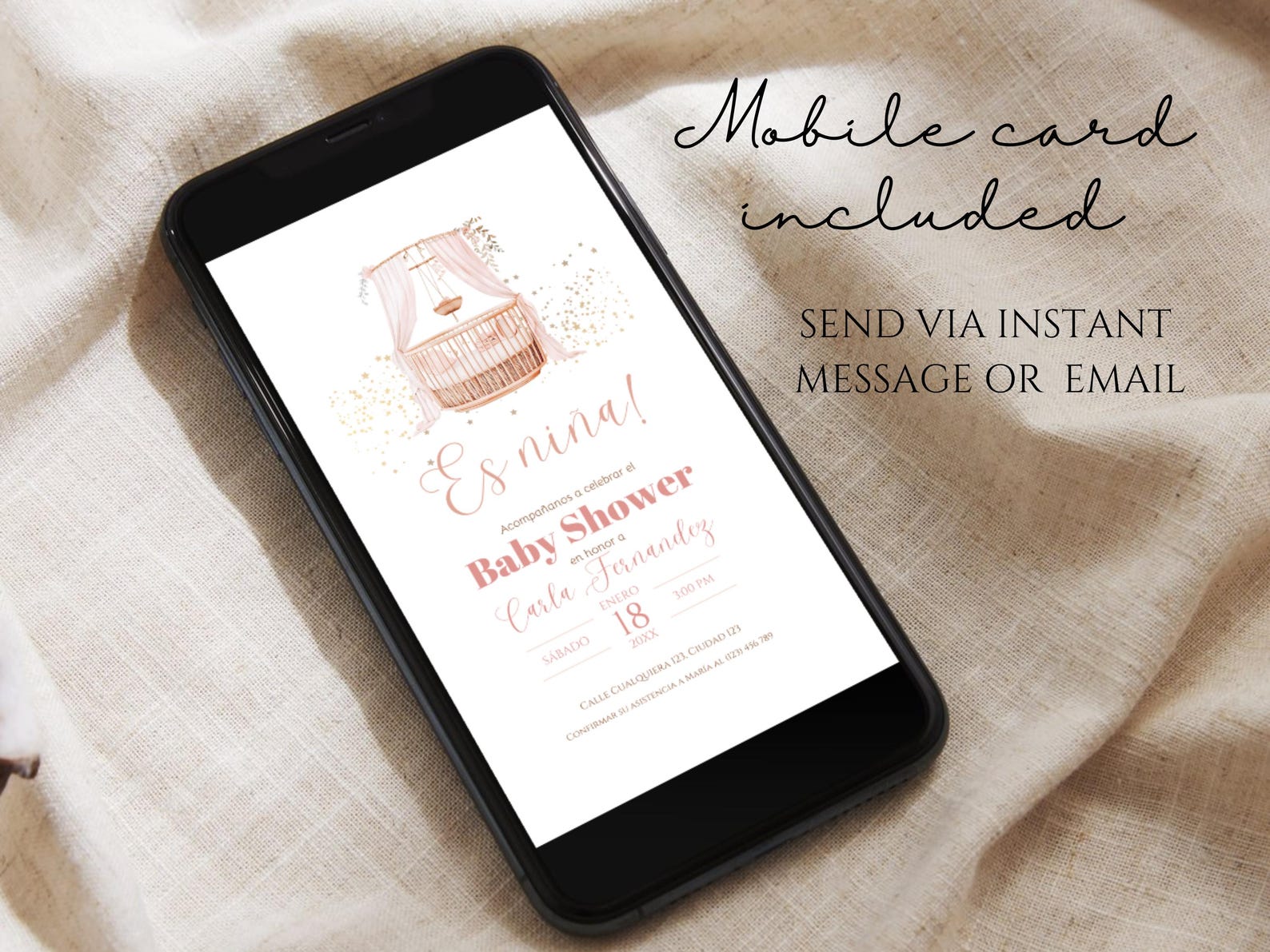 Spanish Baby Shower Invitation, Boho Baby Crib Invite Template Baby ...