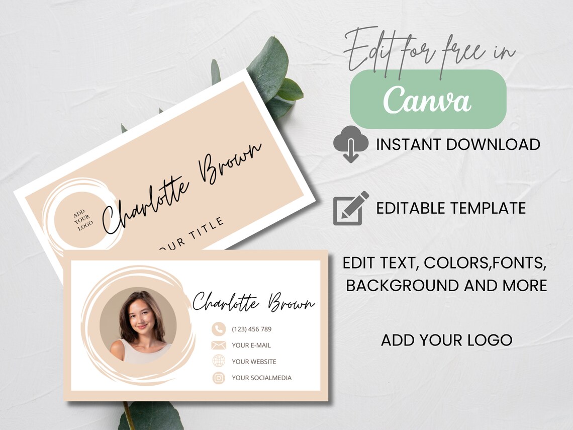 Editable Business Card, Printable Business Card, Photo Business Card ...
