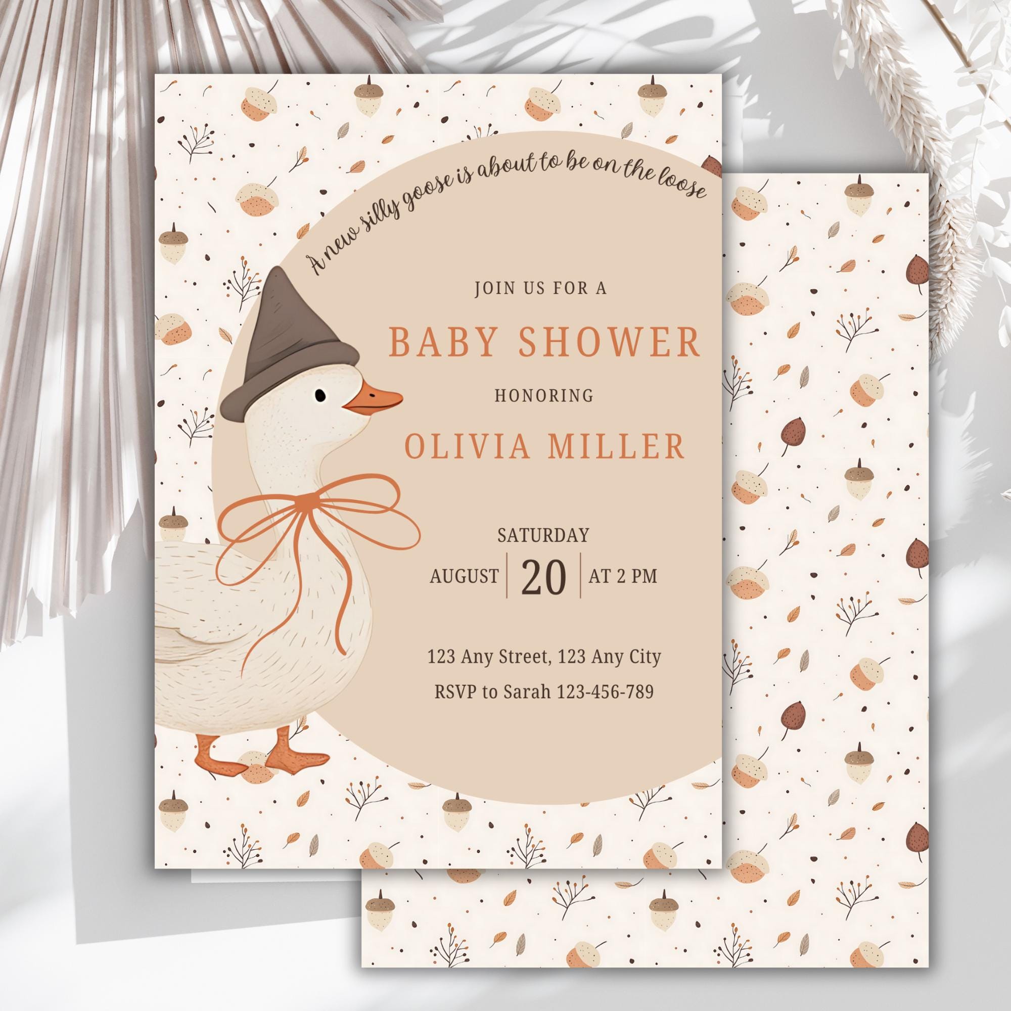 Silly Goose Baby Shower Invitation Template, Fall Baby Shower Invite ...