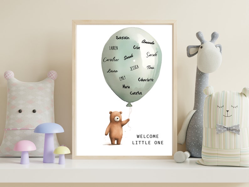 Printable Bear With Balloon Baby Shower Guest Book Sign, Baby Shower ...