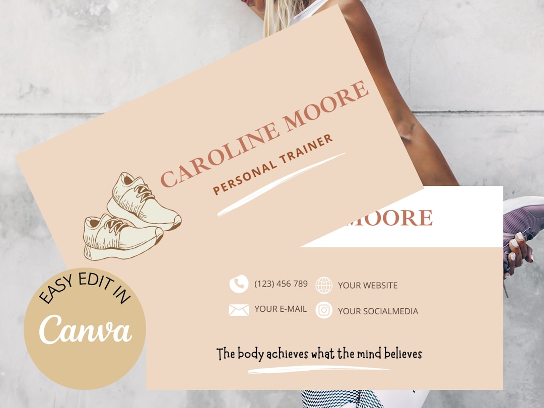 Editable Personal Trainer Business Card, Personal Coach Business Card ...