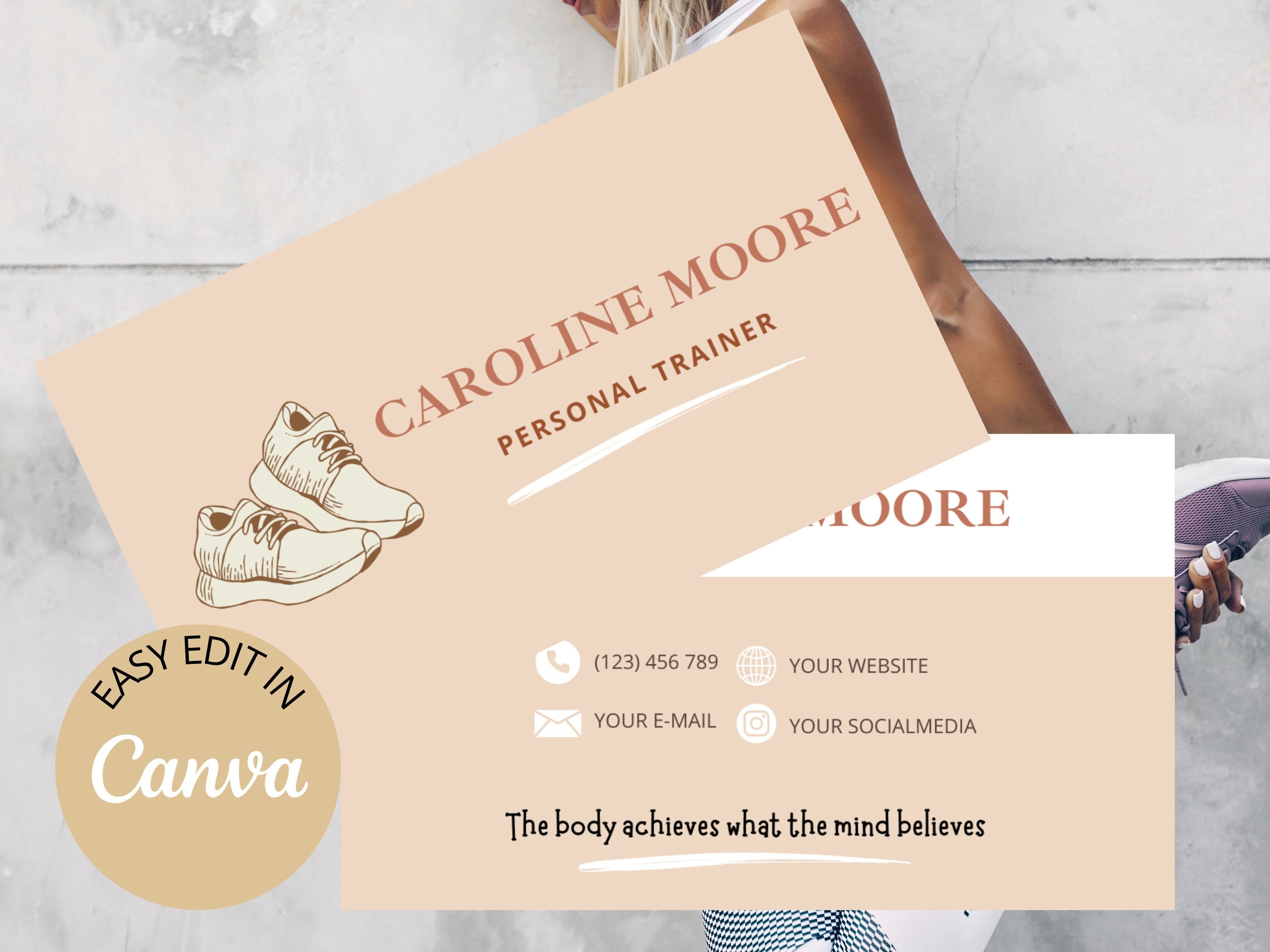 Editable Personal Trainer Business Card, Personal Coach Business Card ...