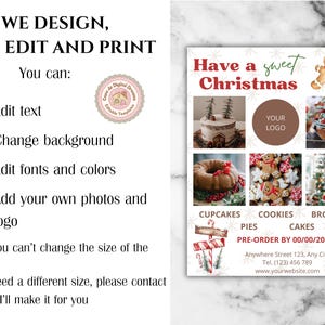 Editable Christmas Bakery Flyer, Baking Business, Bake Shop, Holiday ...