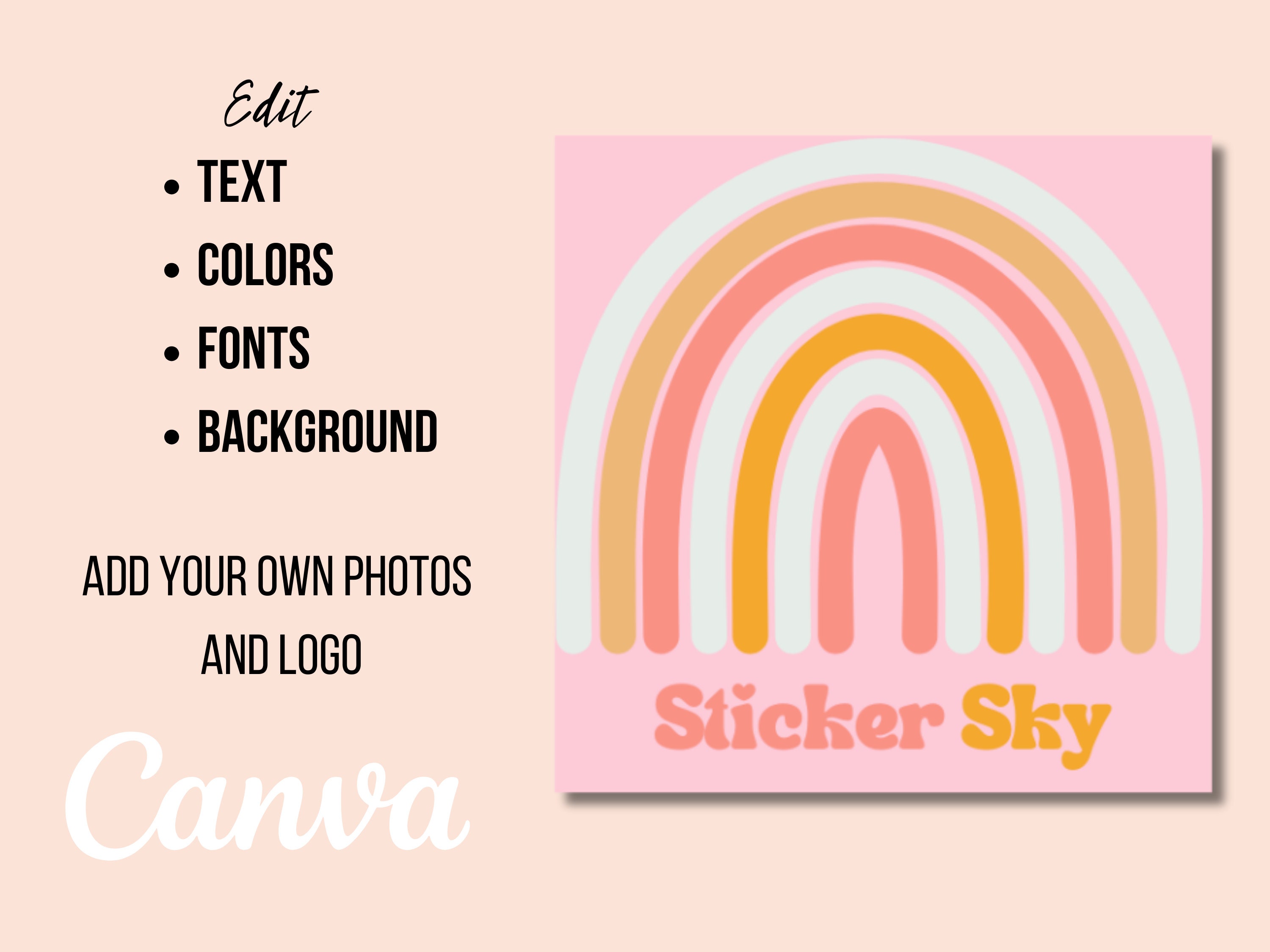 Rainbow Etsy Shop Banner Kit, Editable DIY Canva Template, Boho Etsy ...