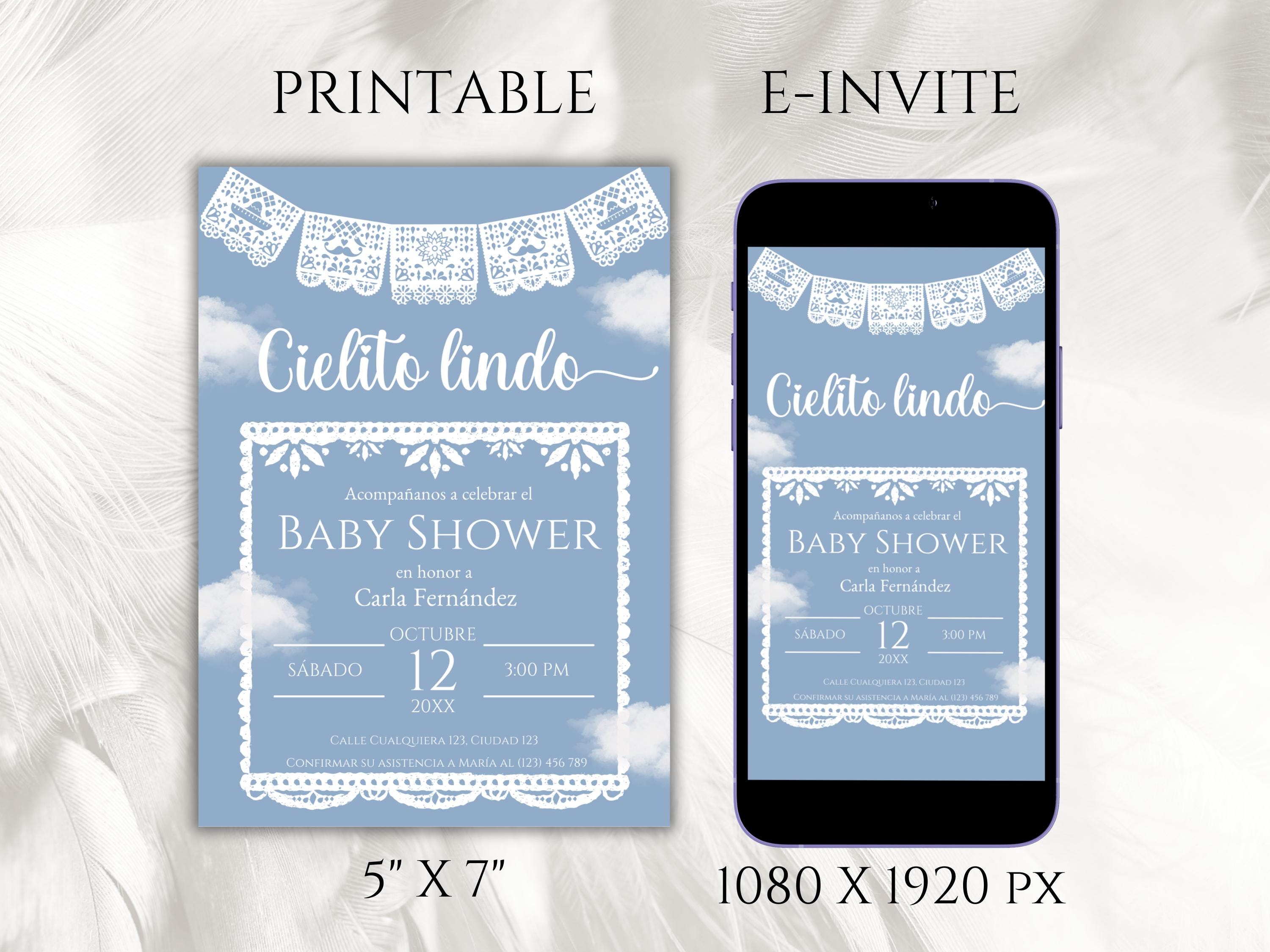 Blue Cielito Lindo Baby Shower Invitation in Spanish, Mexican Talavera ...