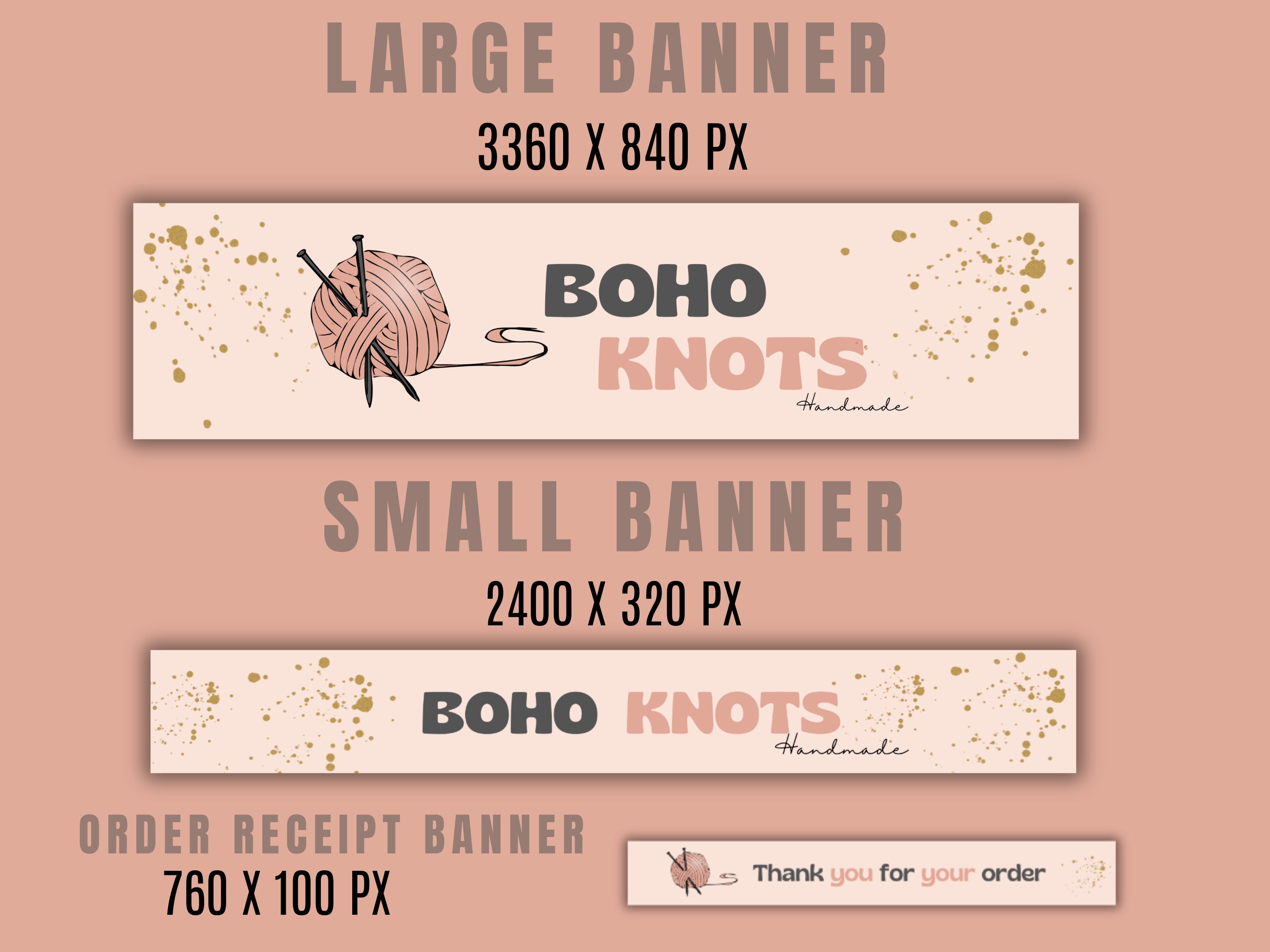 Boho Etsy Shop Banner Kit, Editable DIY Canva Template, Pink Etsy Store ...