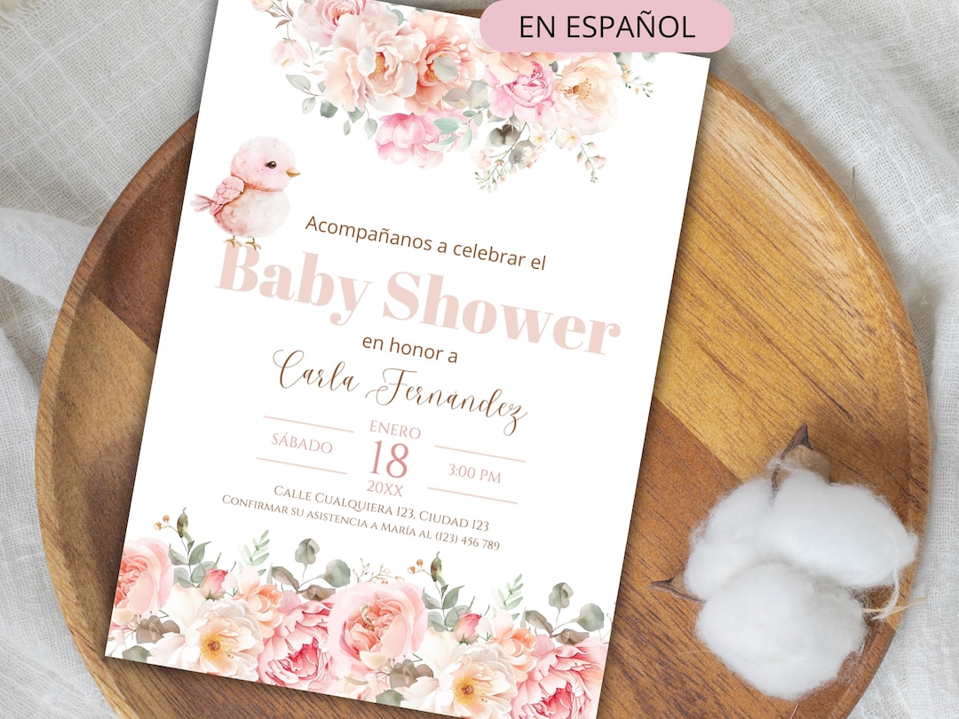 Spanish Baby Shower Invitation Template, Little Bird Baby Shower Invite ...