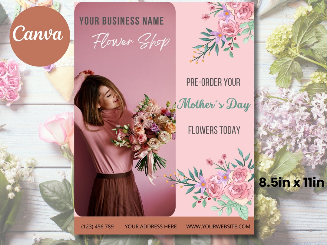 Florist Shop Flyer Template, Editable Mother's Day Flower Template - Etsy