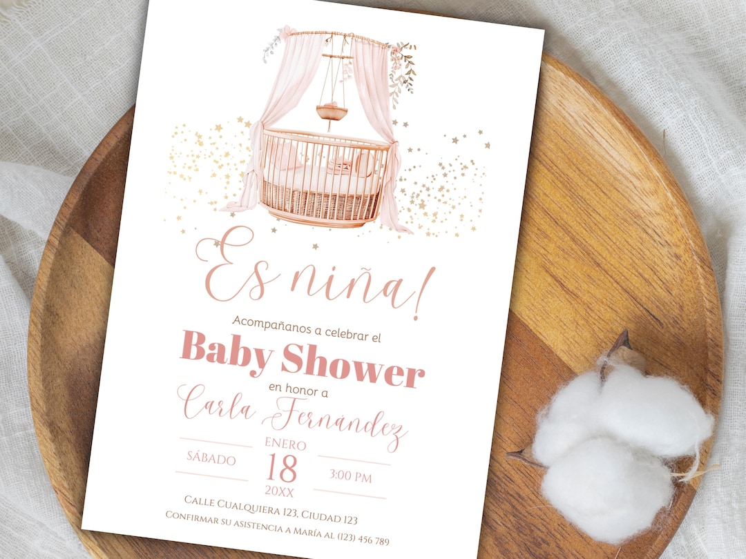Spanish Baby Shower Invitation, Boho Baby Crib Invite Template Baby ...