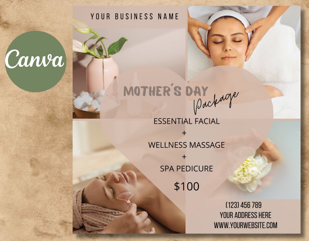 Beauty Spa Social Media Flyer, Mothers Day Canva Template, Premade ...