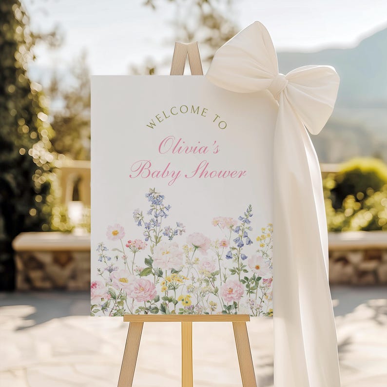 Wildflower Welcome Sign, Baby Shower Sign Flower Theme, DIGITAL ...
