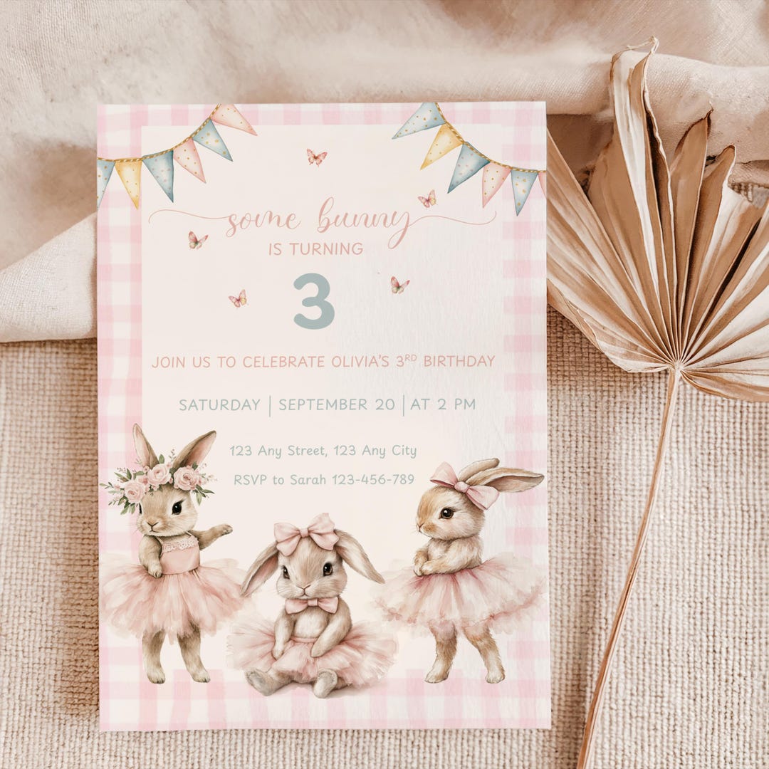 Editable Some Bunny Birthday Invitation, ANY AGE, Rabbit Birthday ...