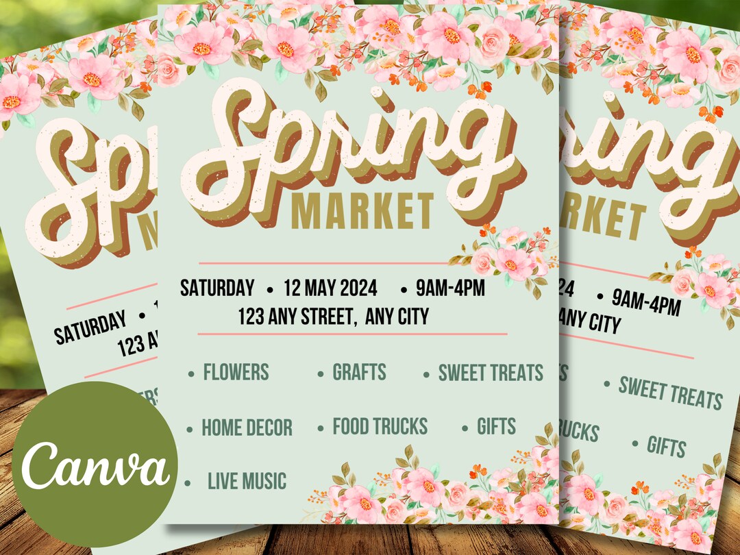 Spring Market Flyer, Editable, Spring Fling Template, Local Event ...