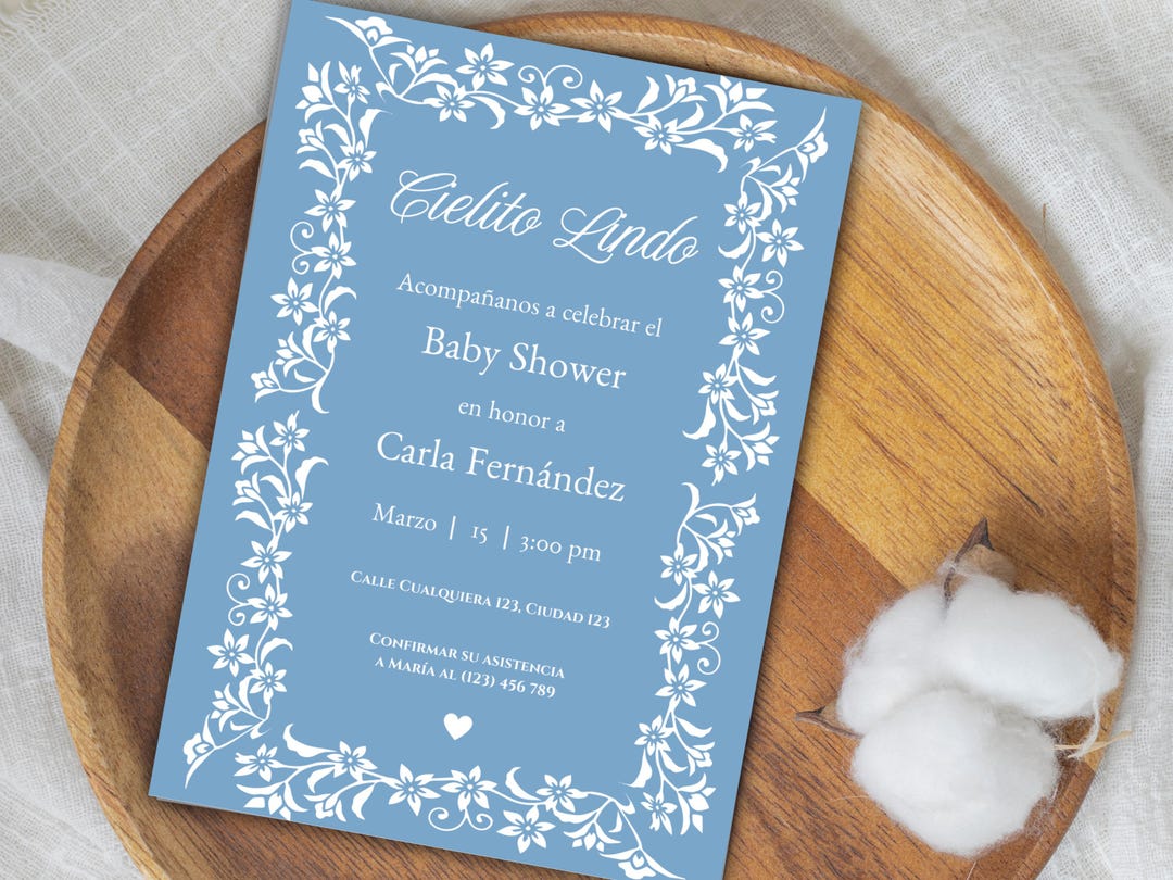 Blue Cielito Lindo Baby Shower Invitation in Spanish, Traditional ...