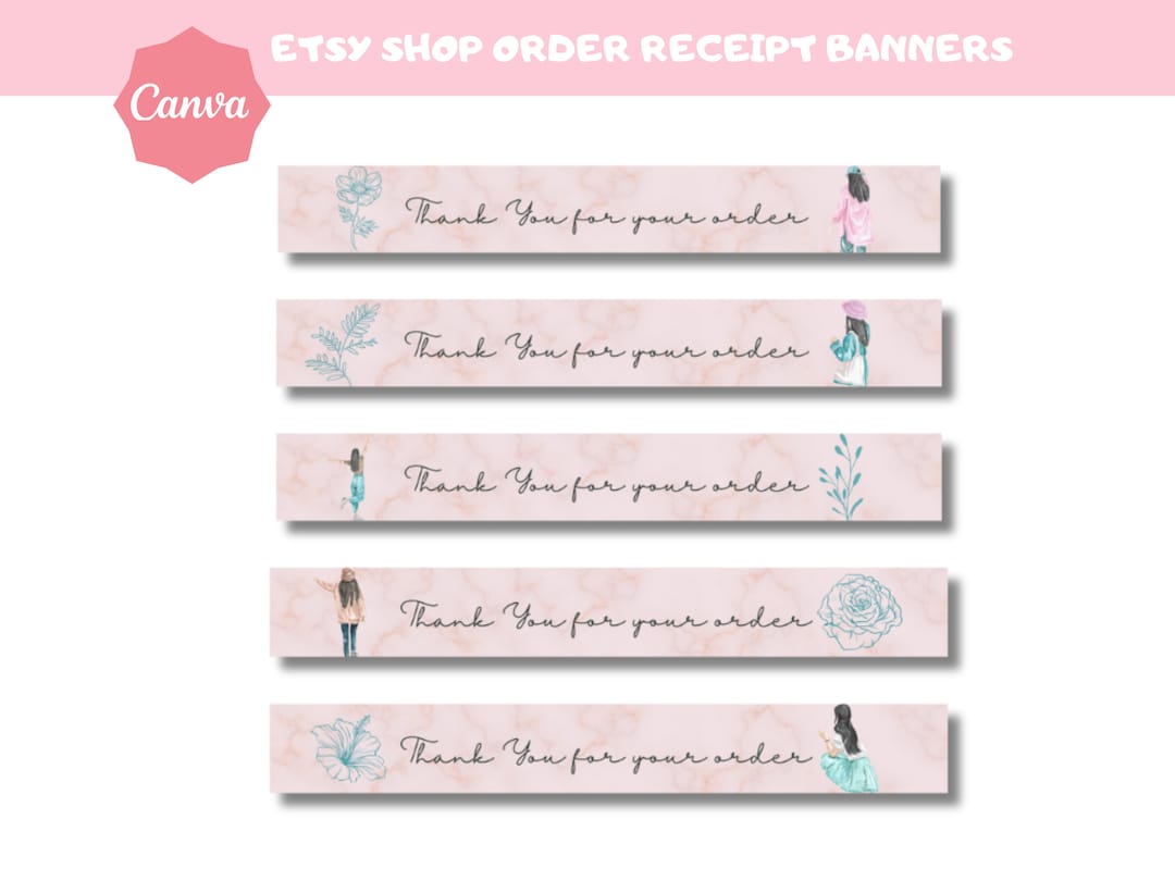 Etsy Shop Order Receipt Template, Editable in Canva, Boho Girl Receipt ...
