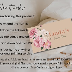 Florist Business Card Template, Editable Florist Card, Flower Shop ...