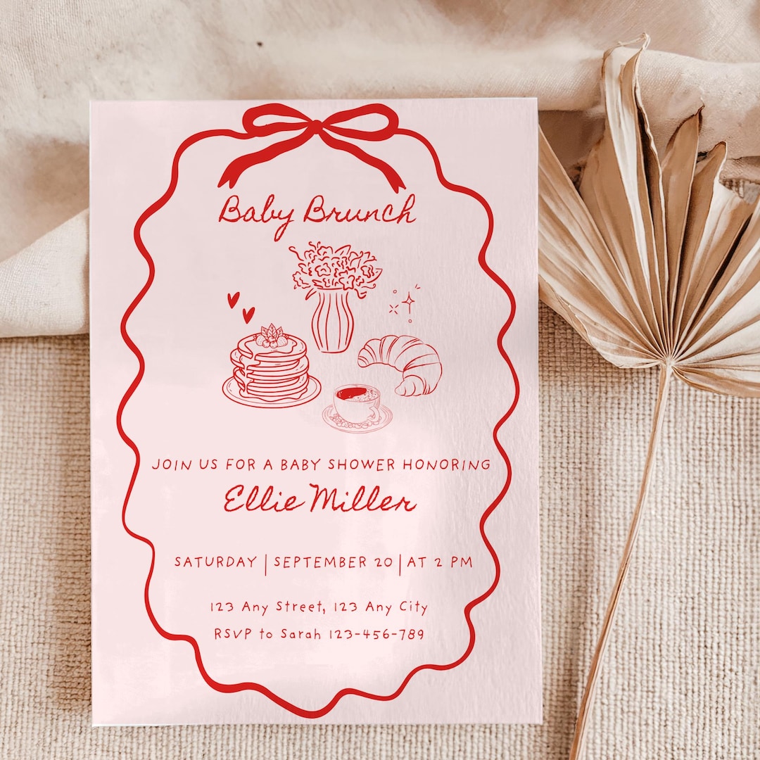 Baby Brunch Baby Shower Invitation, Whimsical Hand Drawn Baby Sprinkle ...