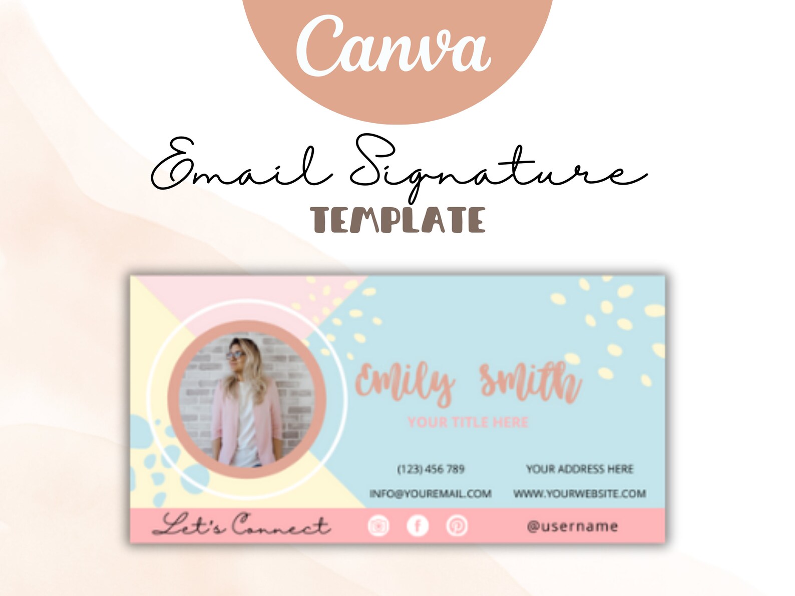 Email Signature Template, Pastel Color Business Signature, Custom Email ...
