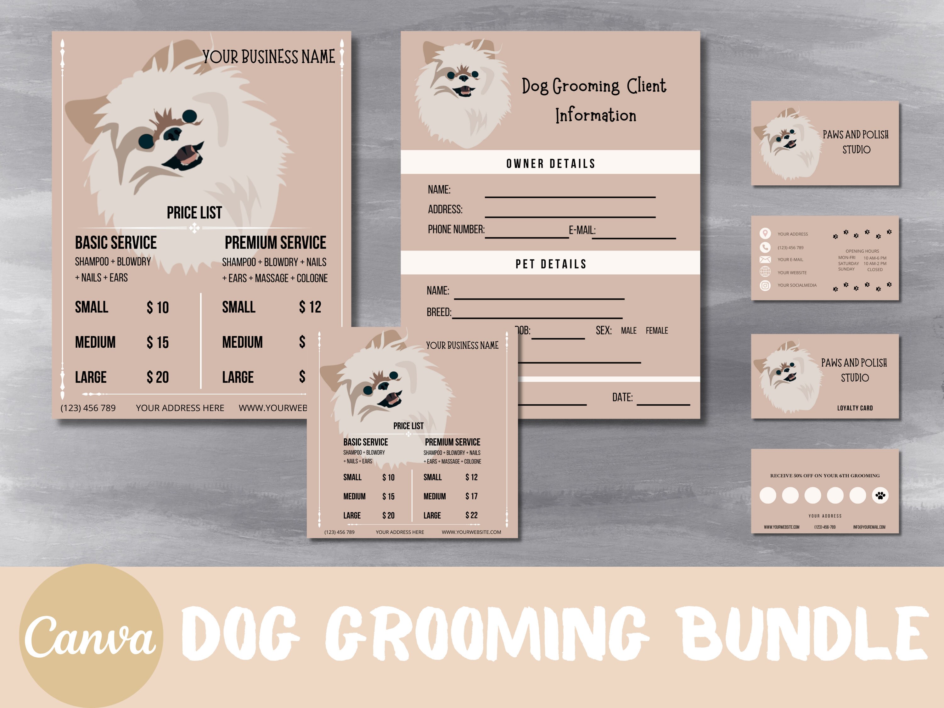 Dog Grooming Digital Services, Dog Groomer Flyer Bundle, Dog Grooming ...