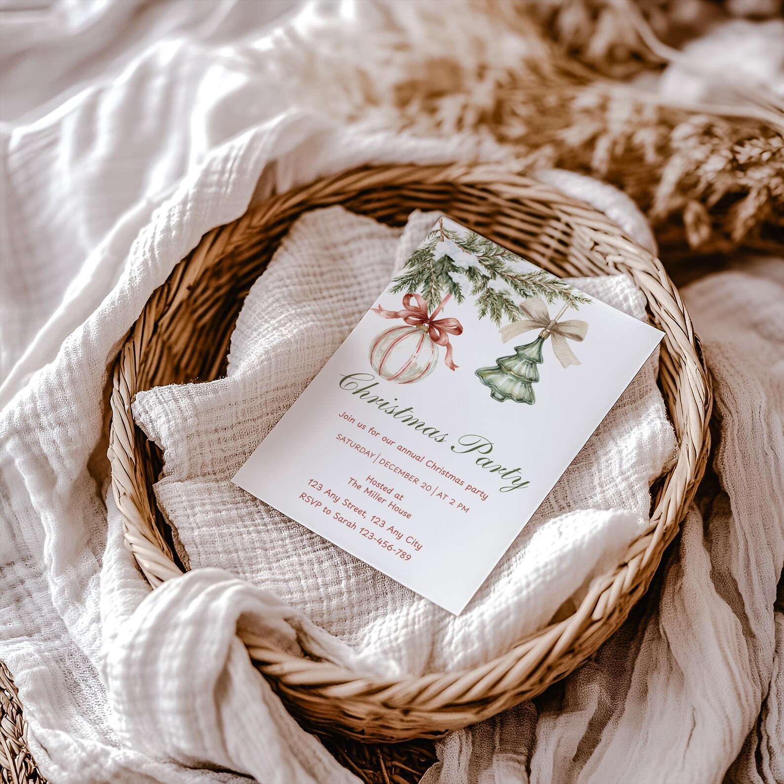 Editable Christmas Party Invitation, Classic Holiday Party Invite ...