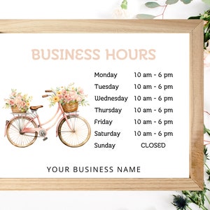 Business Hours Editable Printable Template, Flower Shop Opening Hours ...