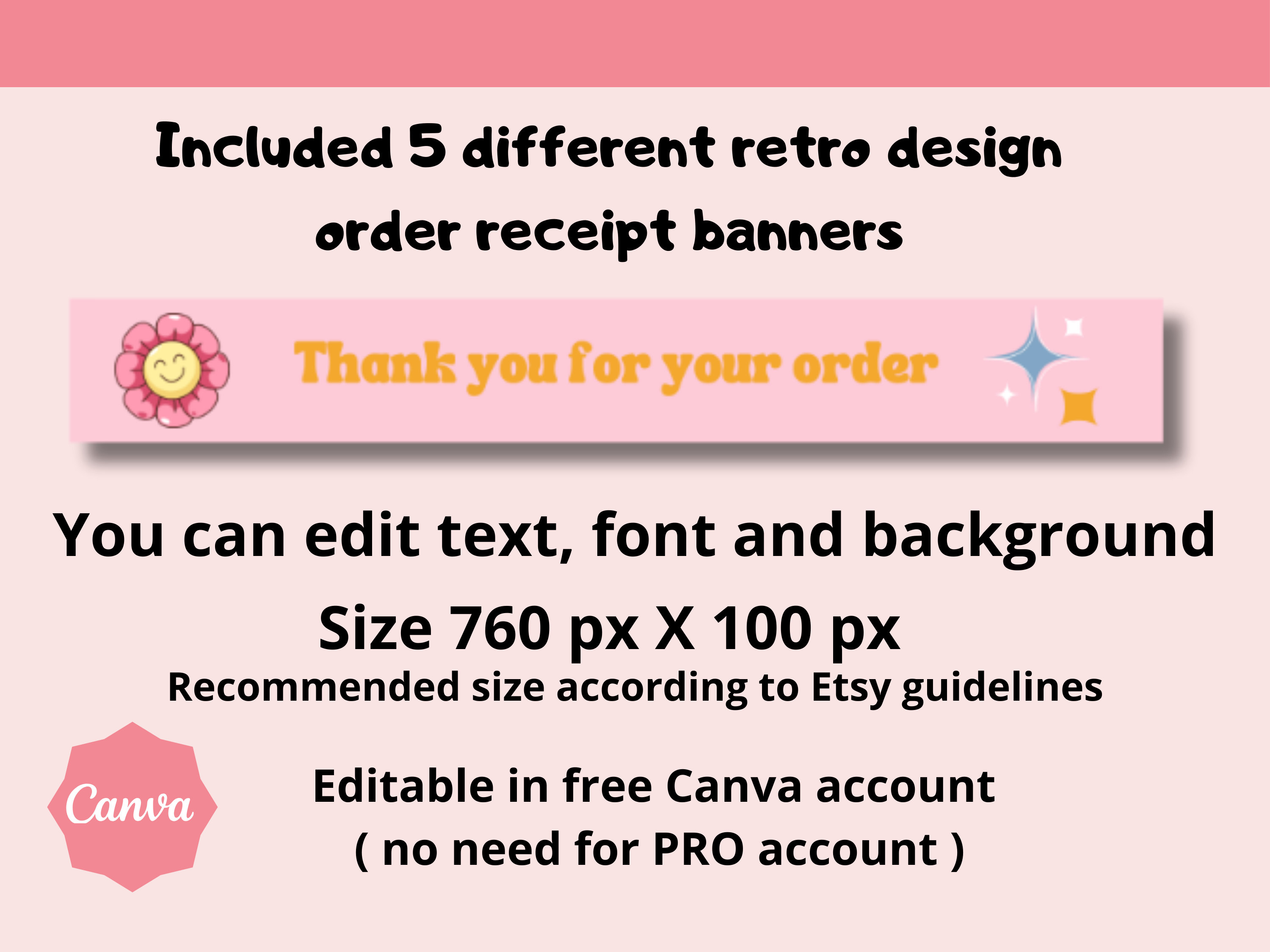 Etsy Shop Order Receipt Template, Editable in Canva, Retro Rainbow ...
