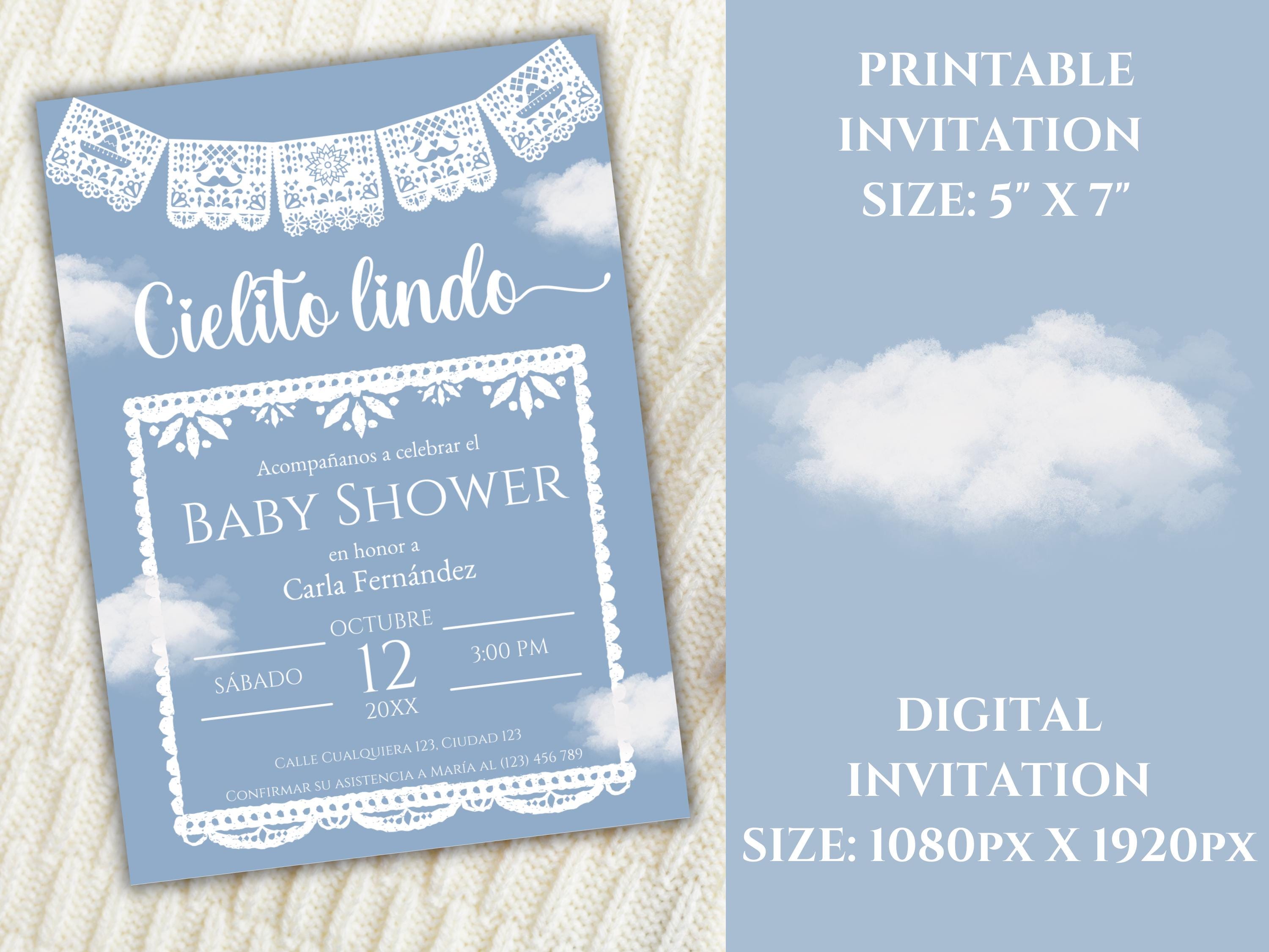 Blue Cielito Lindo Baby Shower Invitation in Spanish, Mexican Talavera ...