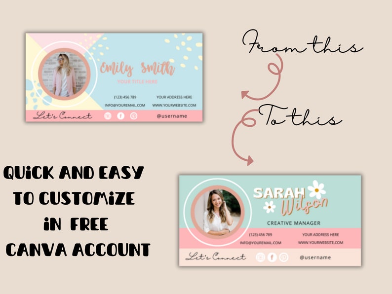 Email Signature Template, Pastel Color Business Signature, Custom Email ...