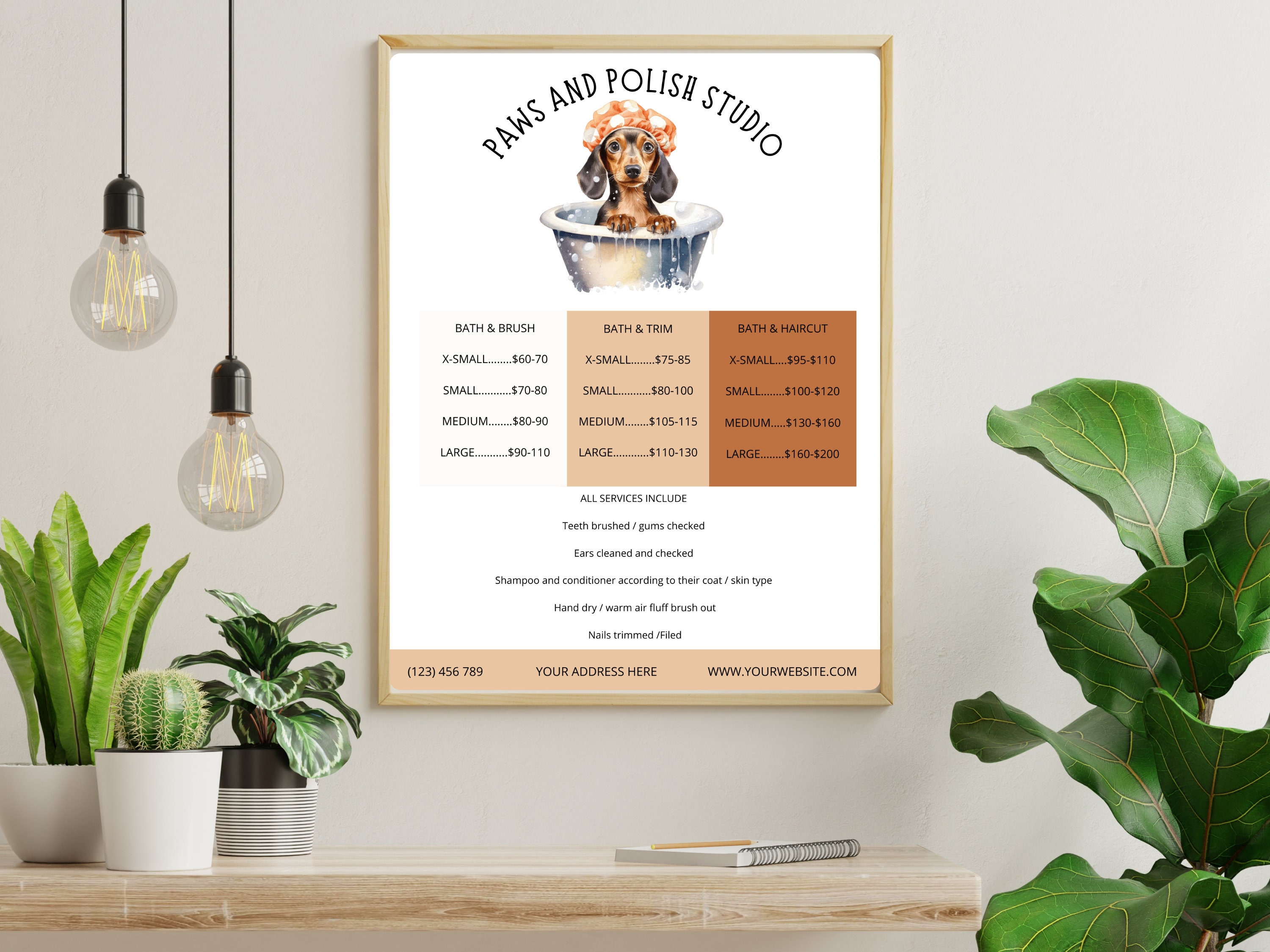 Editable Pet Salon Price List, Customizable Dog Grooming Pricelist, Dog ...