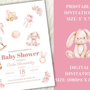 Baby Shower Spanish Invitation Template, Es Niña Invitacion, Girl Baby ...