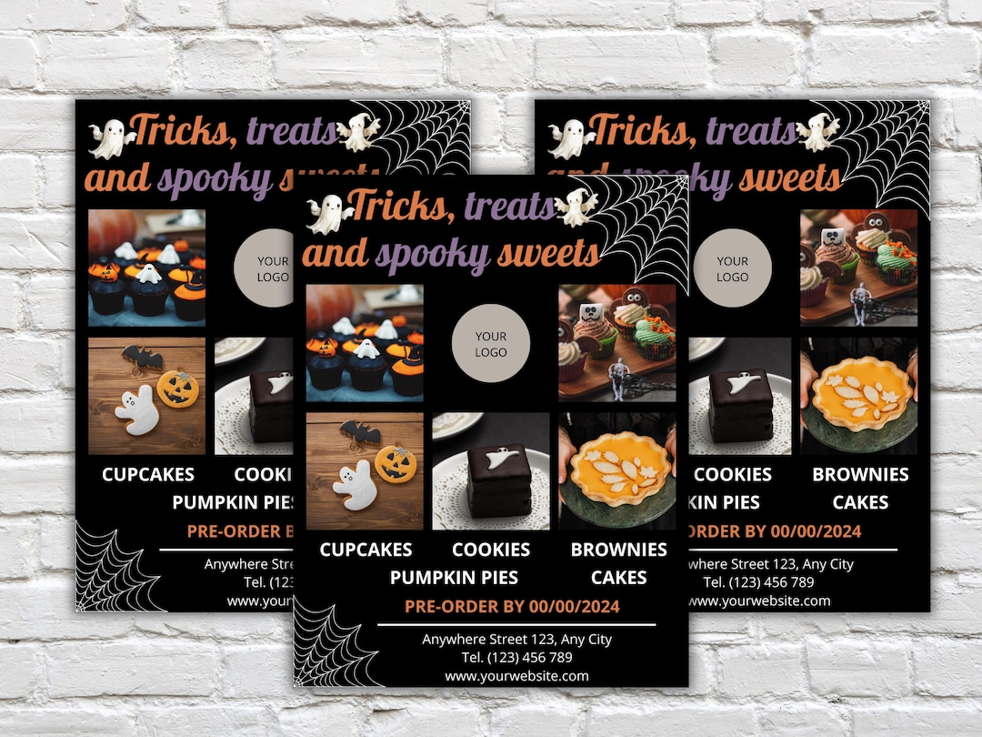 Spooky Sweets Halloween Bakery Flyer, Editable Halloween Treats Flyer ...