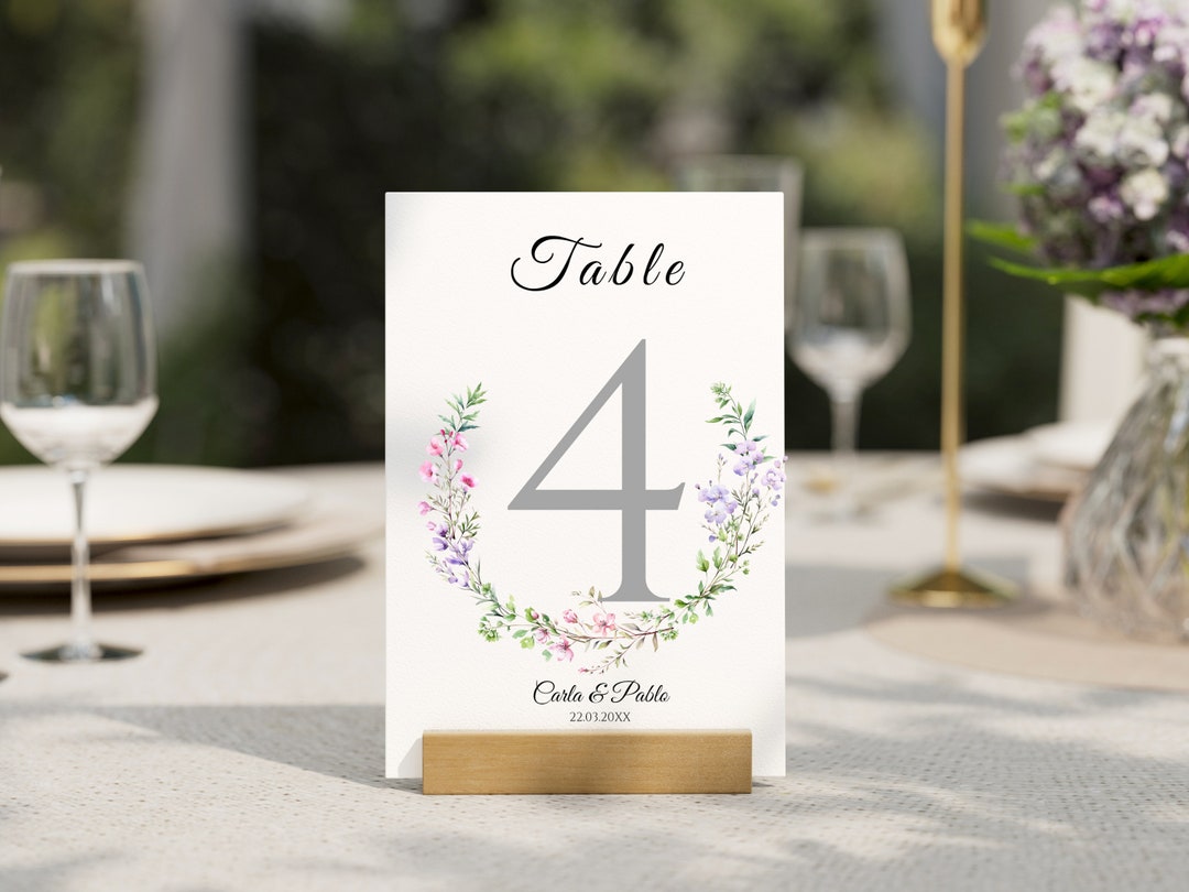 Printable Wildflower Table Numbers for Wedding, Table Numbers Template ...