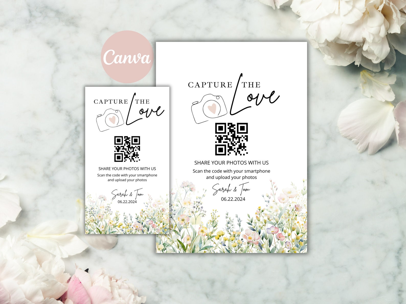 Capture the Love Qr Code Wedding Card Template, Editable Wedding Photo ...