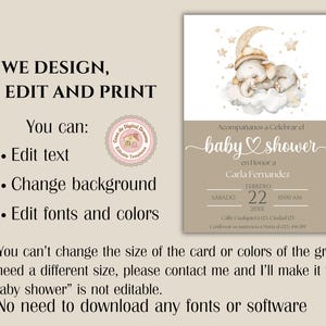 Editable Spanish Baby Shower Invitation, Invitaciones De Baby Shower En ...