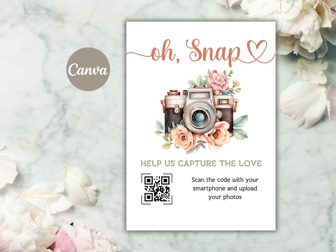Oh Snap Sign, Wedding QR Code Sign Template, Editable Share the Love ...