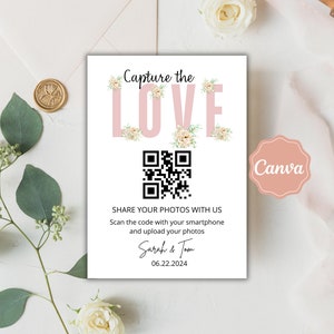 Wedding Capture the Love Qr Code Sign, Editable Wedding Qr Code, Share ...
