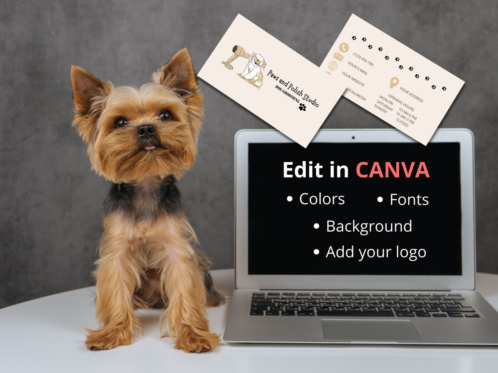 Editable Dog Grooming Business Card - Etsy