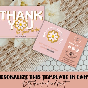 Editable Thank You Card Template for Your Small Business, Customizable Thank You for Your Order ...