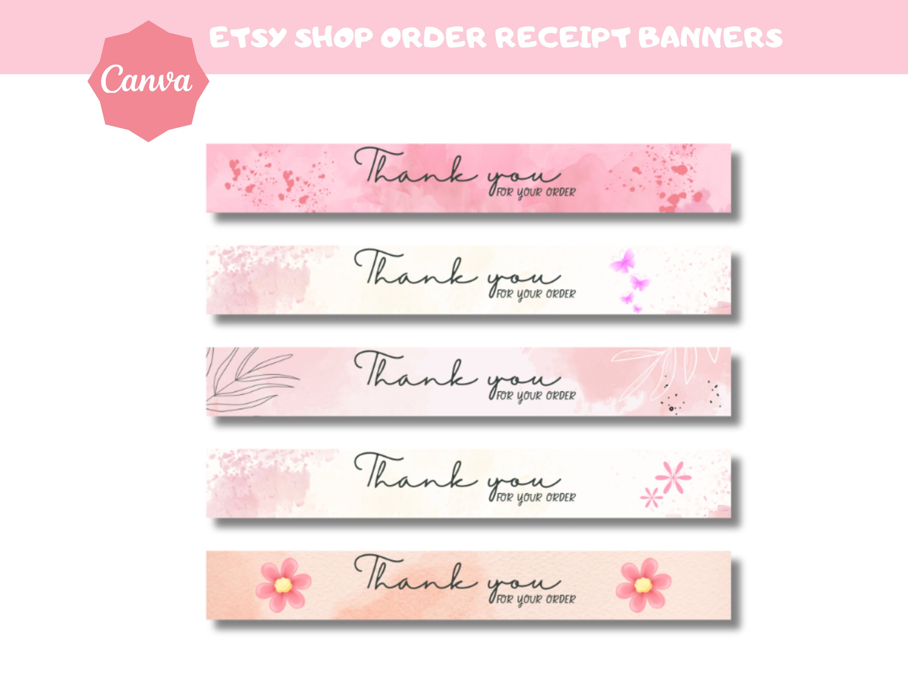 Etsy Shop Order Receipt Template, Editable in Canva, Pink Receipt ...
