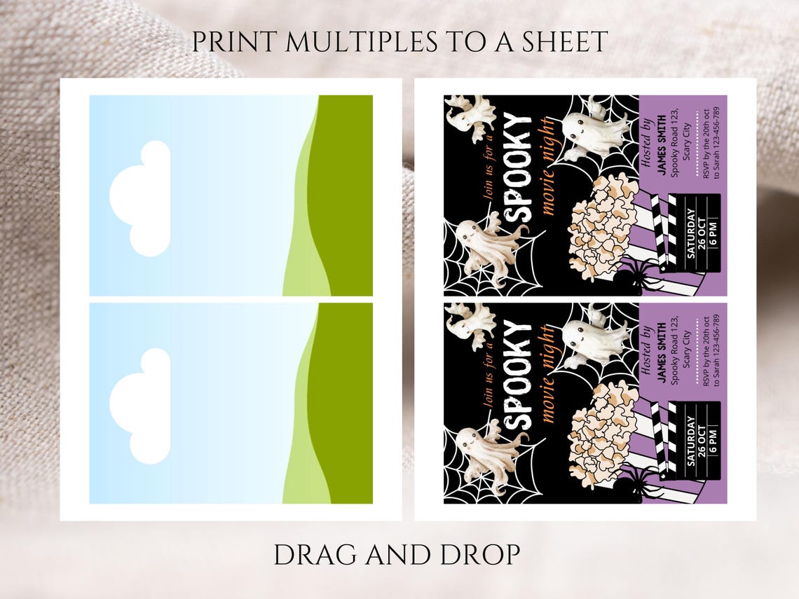 Editable Spooky Movie Night Invite Template, Printable Halloween Movie ...