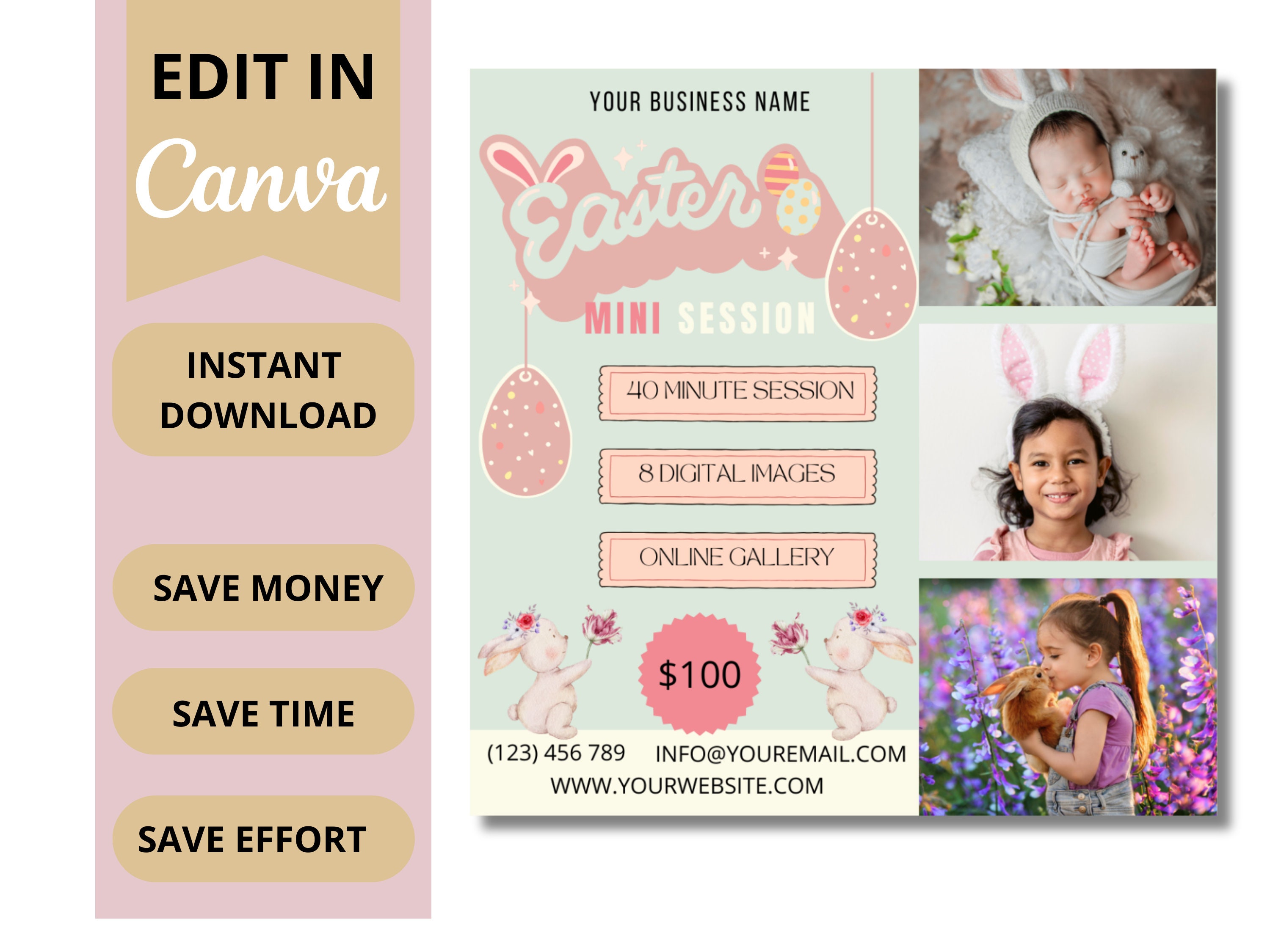 Easter Mini Session Template for Photographers, Easter Photo Session ...