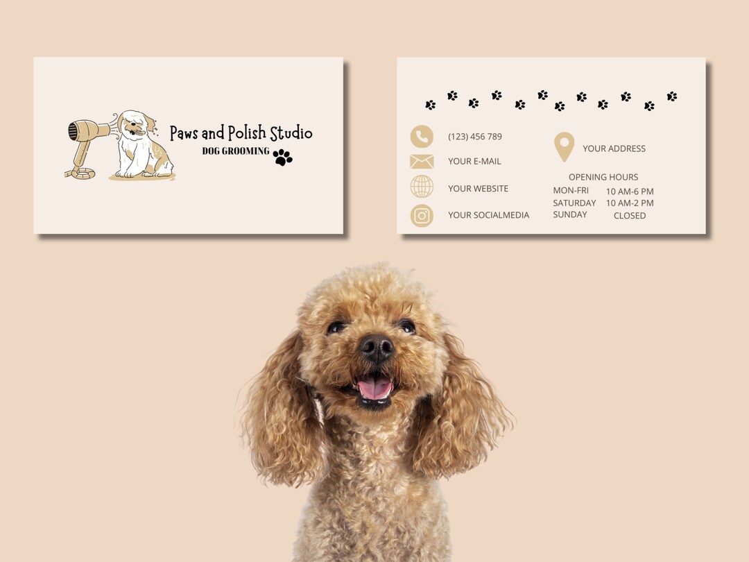 Editable Dog Grooming Business Card - Etsy