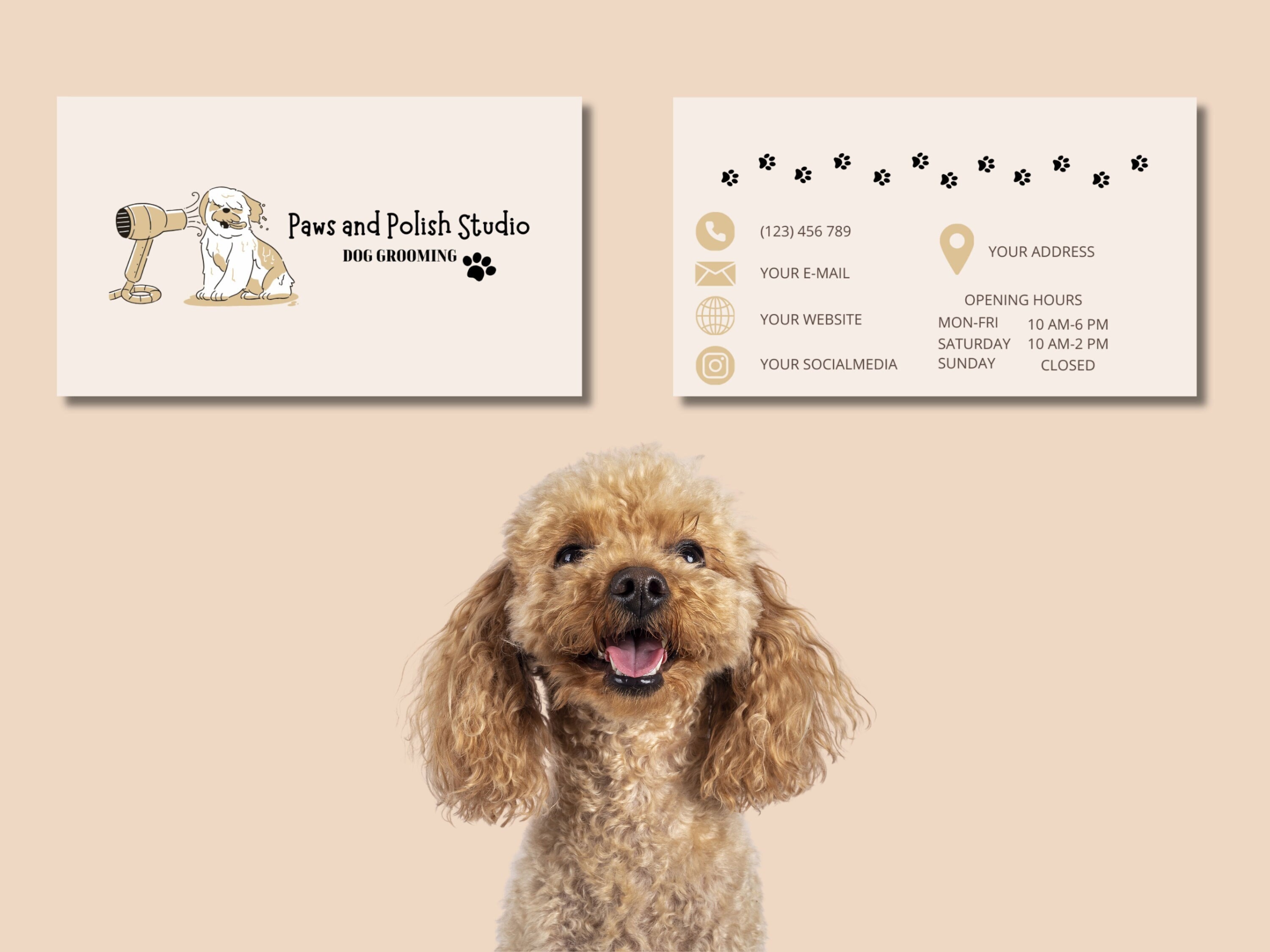 Editable Dog Grooming Business Card - Etsy