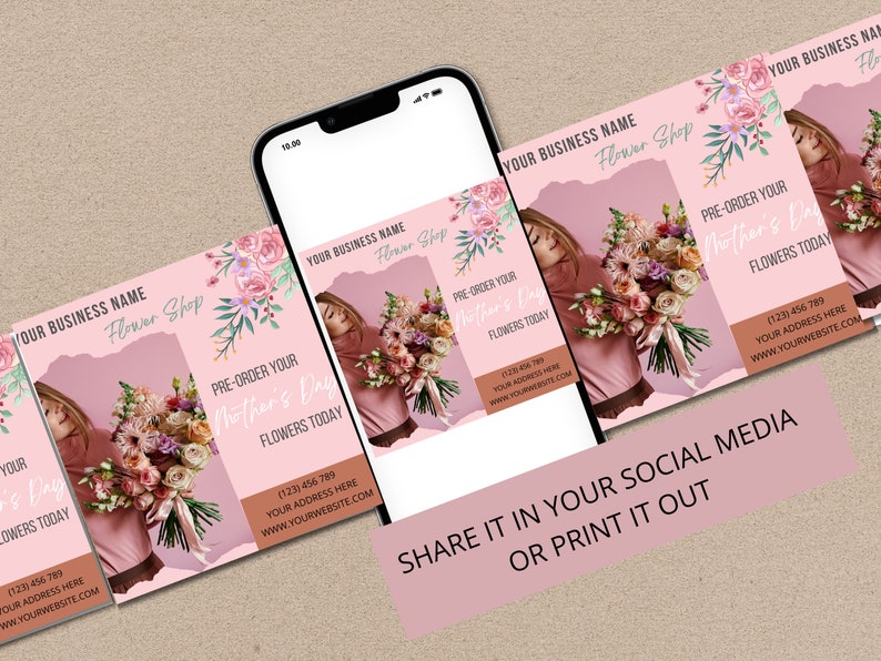 Editable Flower Shop Social Media Flyer, Instagram Florist Mothers Day ...